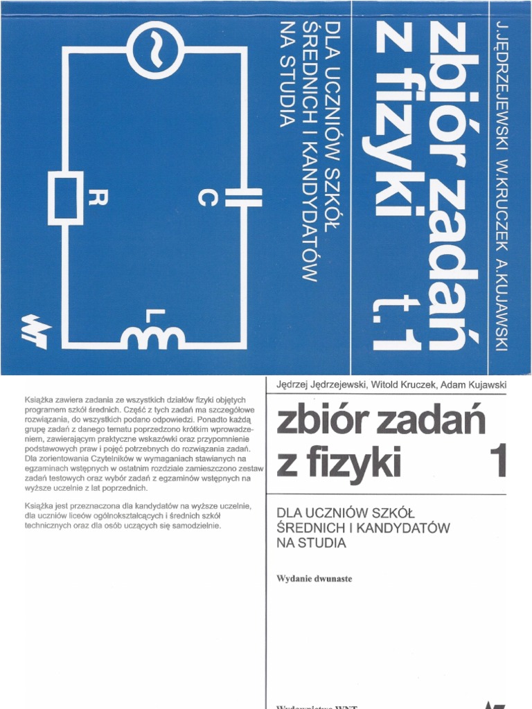 Zbiór Zadań z Fizyki - Jędrzejewski Kruczek Kujawski Tom 1 | PDF