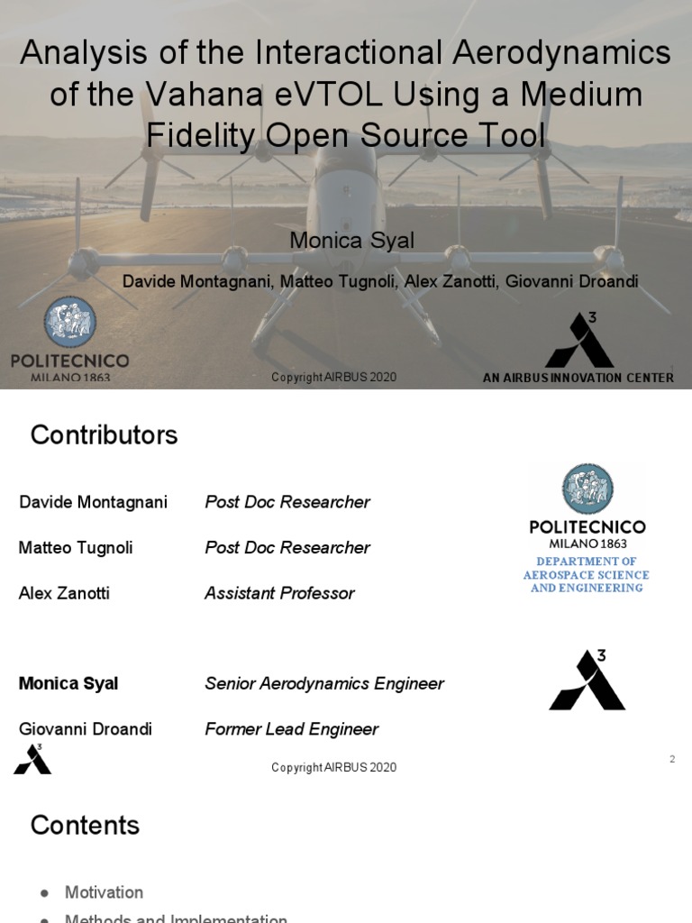 Analysis of The Interactional Aerodynamics of The Vahana eVTOL Using A ...