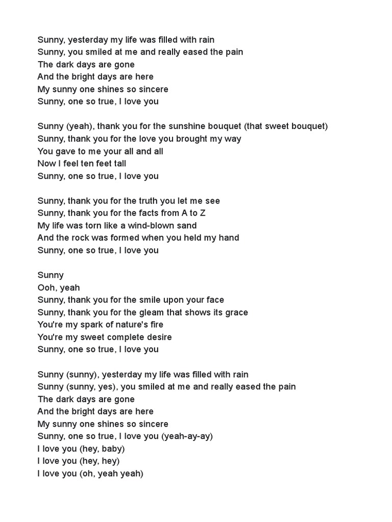 Sunny (Lyrics) | PDF