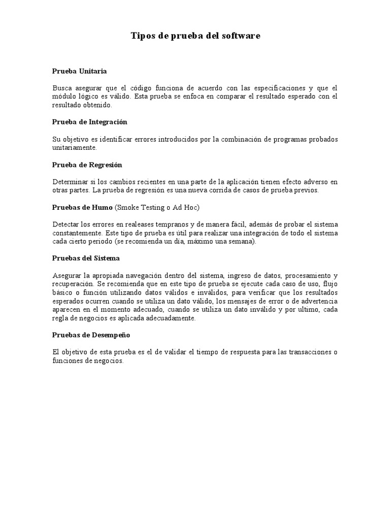 Tipos de Pruebas | PDF Tipos de Pruebas | PDF
