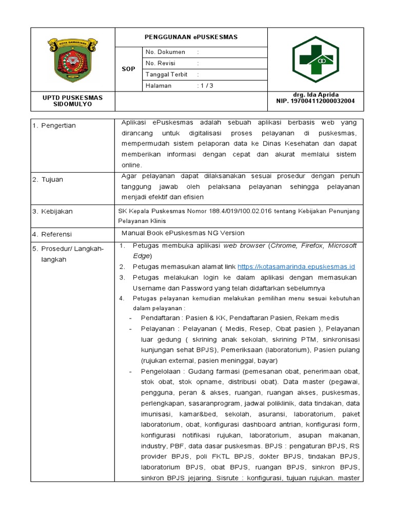 Sop e Puskesmas | PDF