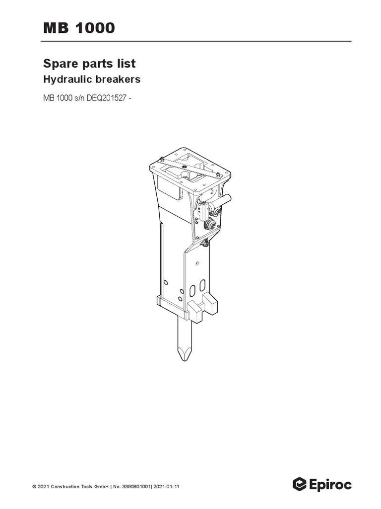 MB 1000 Hydraulic Breaker Parts List | PDF