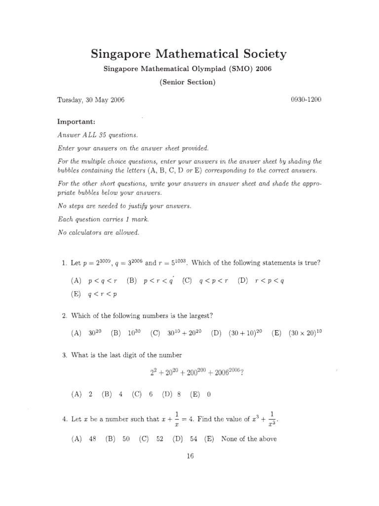 SMO 2006 Senior | PDF