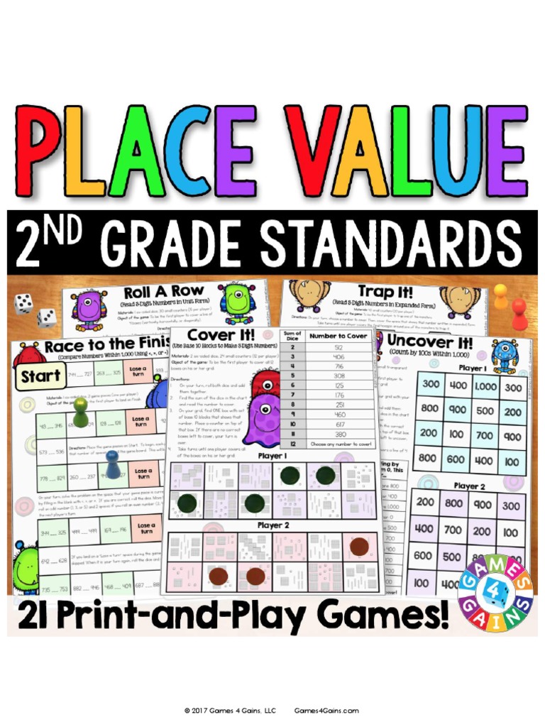 2 ND Grade Place Value Games PREVIEWcompressed | PDF | Dice