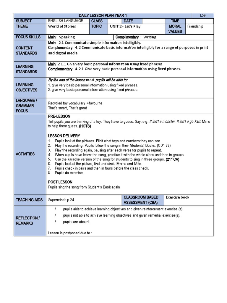 RPH BI D1 Let's Play (L56-L60) | PDF