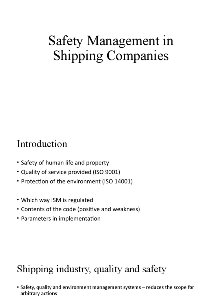 Safety Management in Shipping Companies | PDF | Safety | Risk
