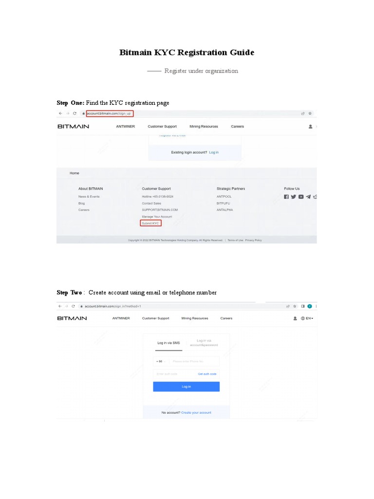 Bitmain KYC Registration Steps | PDF