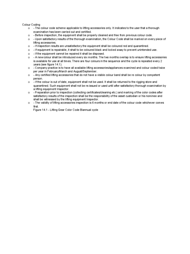 Colour Coding For Lifting | PDF