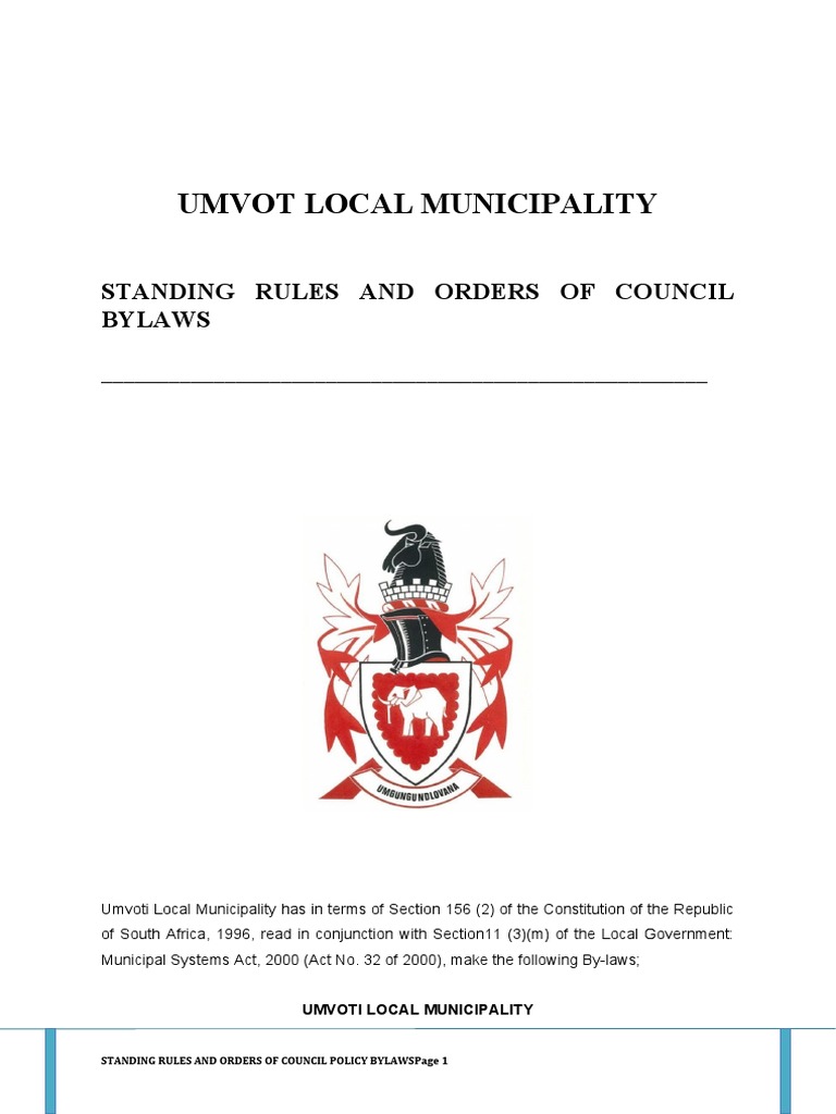 Umvoti Standing Rules and Orders By-Laws | PDF | Committee | Quorum