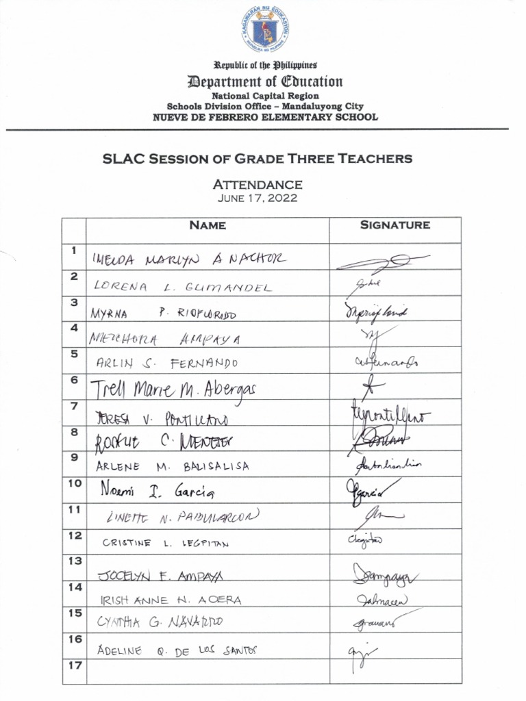 SLAC Attendance | PDF