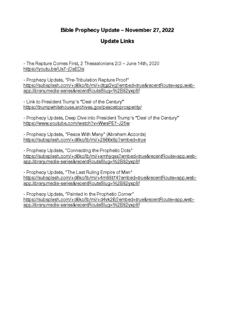 Prophecy Update Nov 27, 2022 | PDF Prophecy Update Nov 27, 2022 | PDF