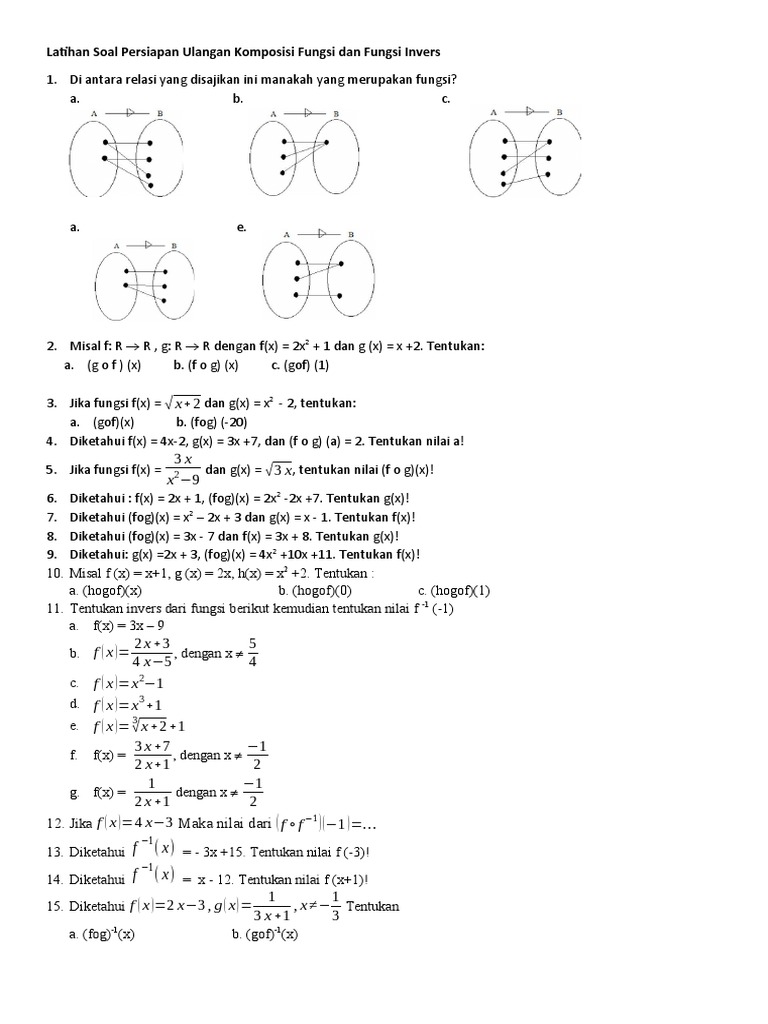 Latihan Soal Persiapan Ulangan Komposisi Dan Invers | PDF