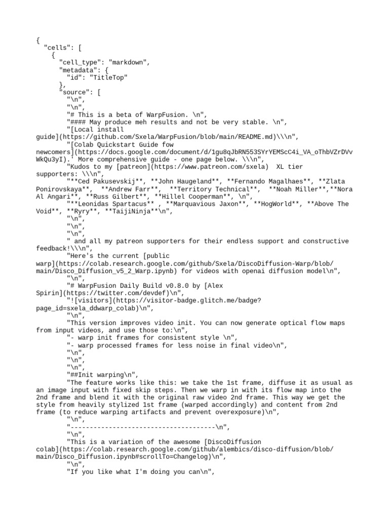 Stable Warpfusion v0 8 6 Stable - Ipynb | PDF | Source Code | Free Software