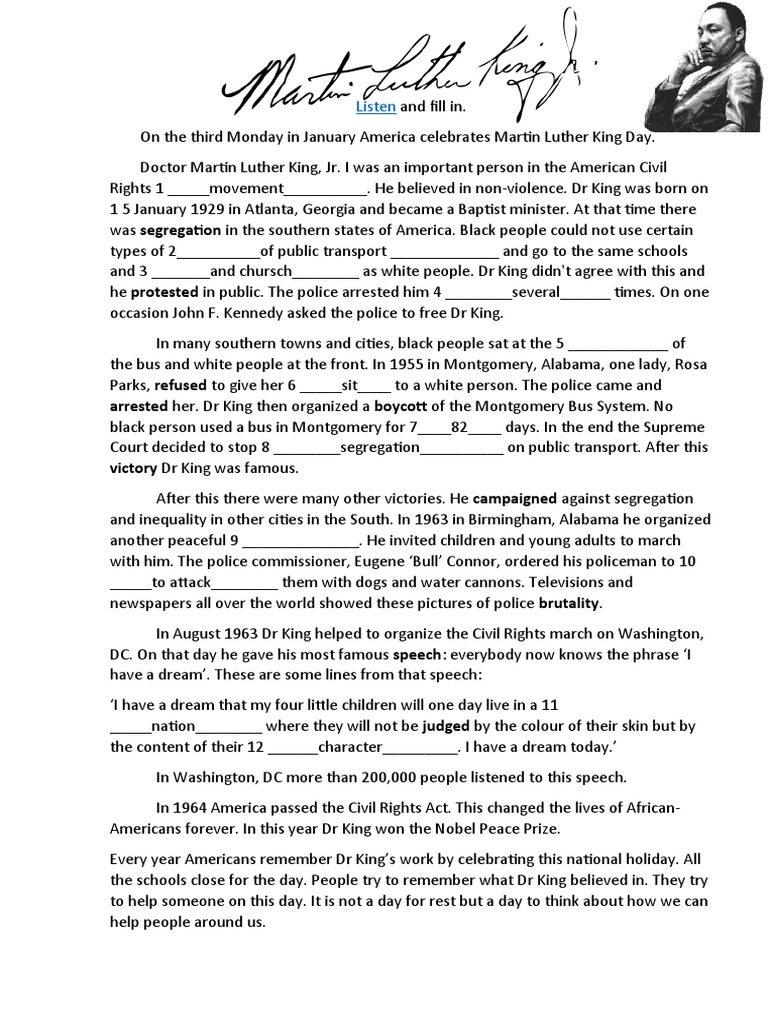 Martin Luther King Day 147772 | PDF | Martin Luther King Jr. | Social ...