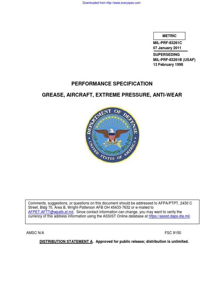 Mil PRF 83261C | PDF | Shelf Life | Specification (Technical Standard)