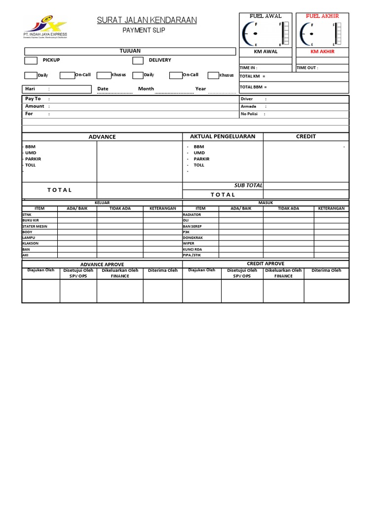 Form Pengajuan BBM Kurir | PDF