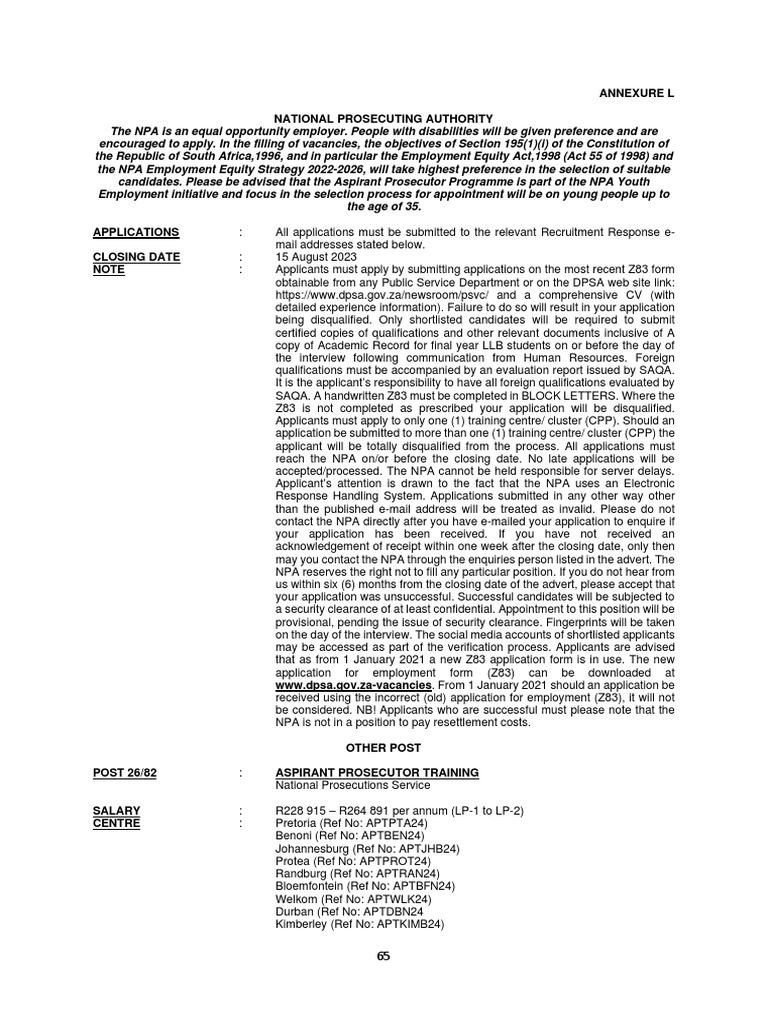 NPA Recruitment Advert - Aspirant Prosecutor Programme 2024 | PDF ... NPA Recruitment Advert - Aspirant Prosecutor Programme 2024 | PDF ...