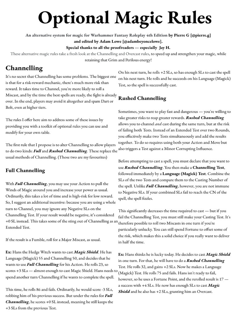 Optional Magic Rules | PDF