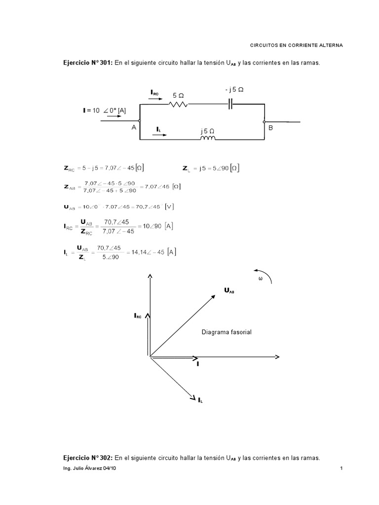 Ejercicios Corriente Alterna | PDF | Impedancia eléctrica | Inductor