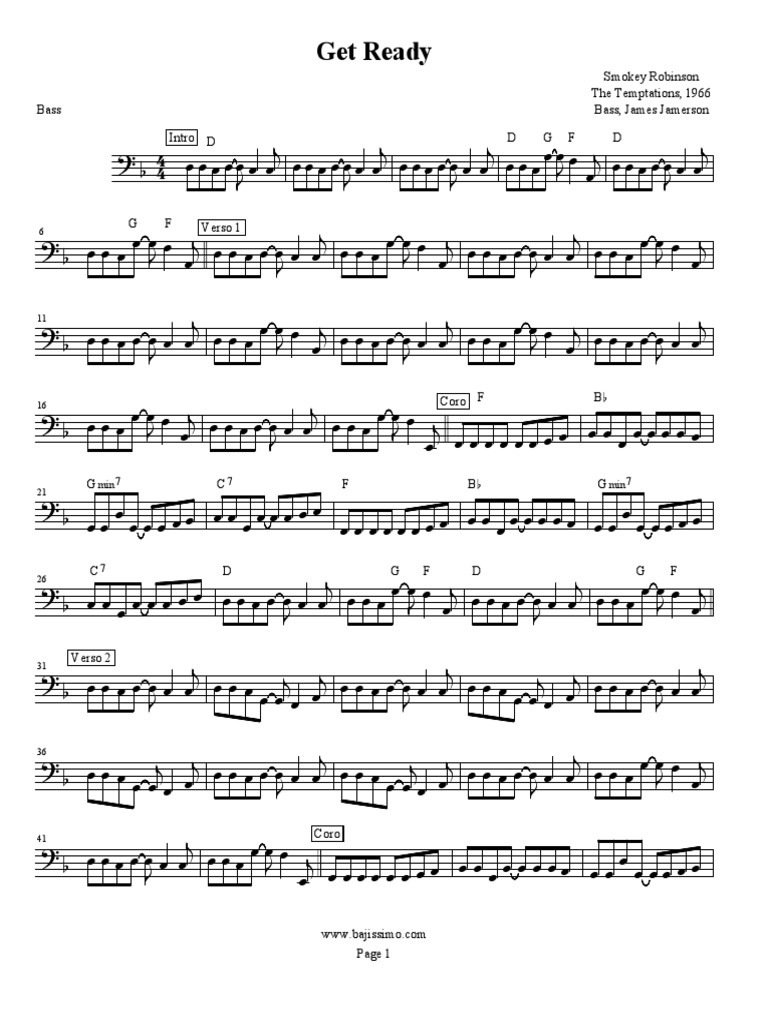 Get Ready - The Temptations Feat James Jamerson | PDF