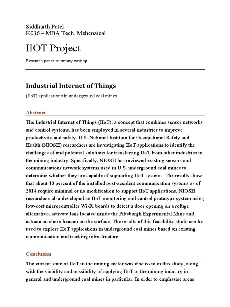 Iiot Project k036 | PDF | Internet Of Things | Artificial Intelligence