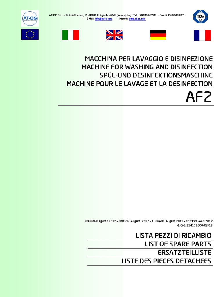 Manuale - Lavapadelle - Atos - Af2-60 (Lista Ricambi) - Service - It | PDF | Equipment | Design