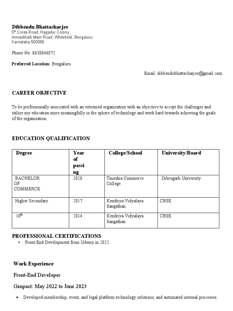 Resume 1 | PDF | World Wide Web | Internet & Web Resume 1 | PDF | World Wide Web | Internet & Web