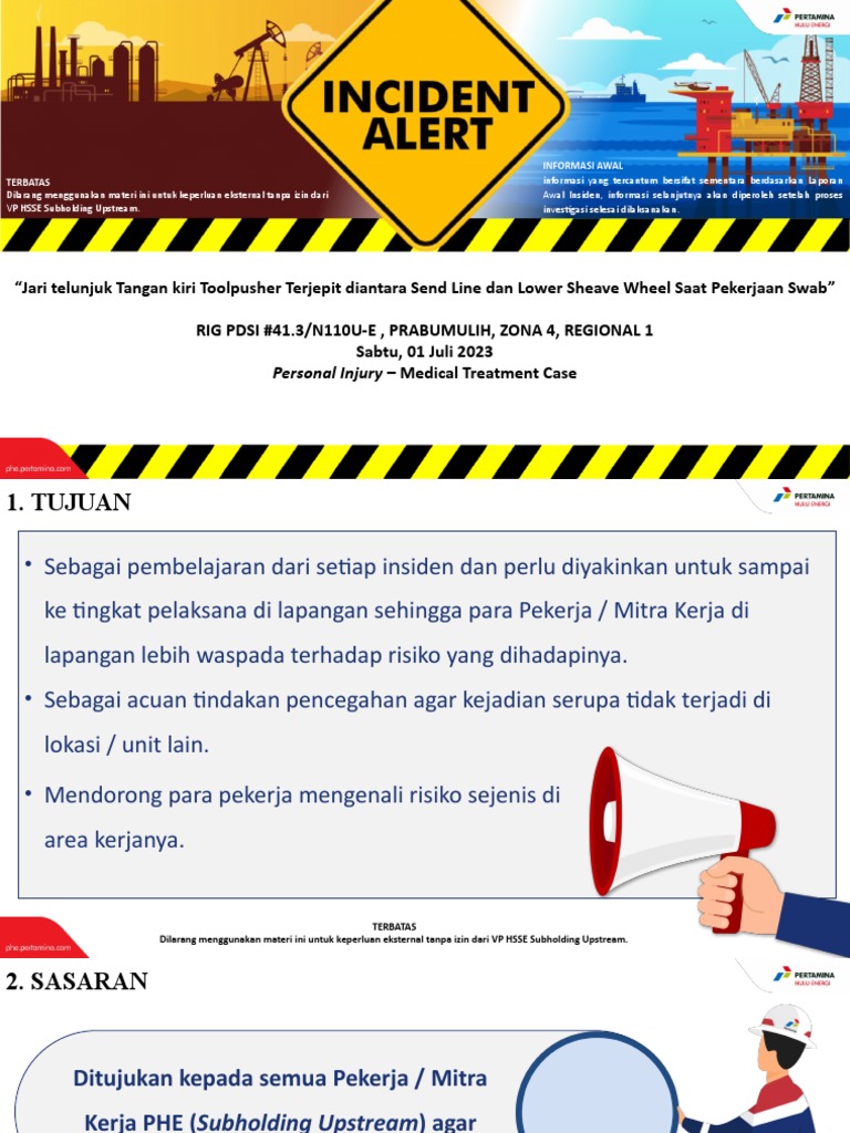 Incident Alert Jari Terjepit Diantara Send Line Dan Lower Sheave Wheel ...