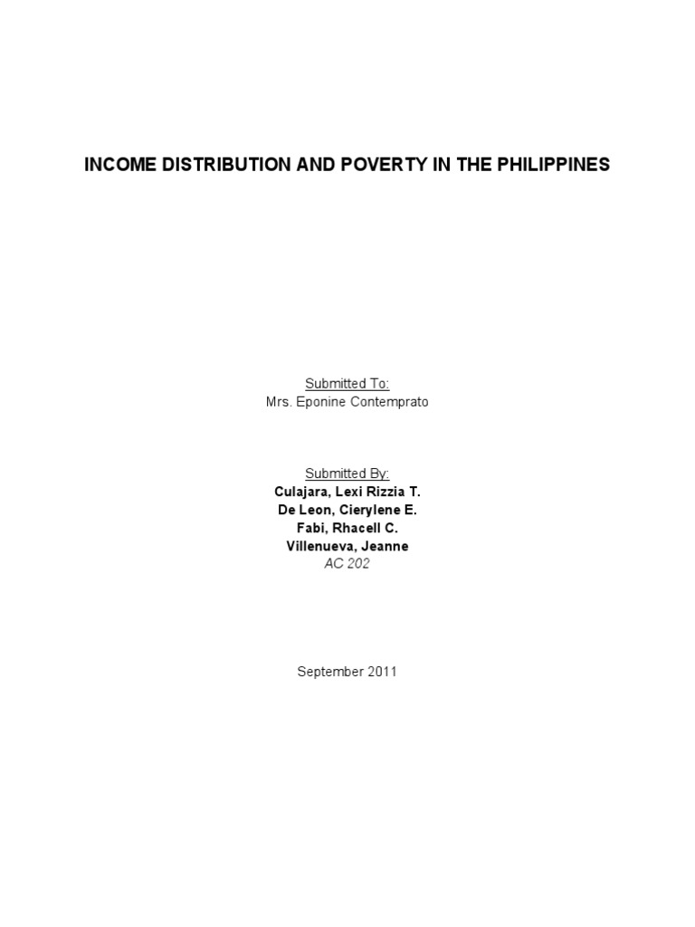 Income Distribution and Poverty in The Philippines | PDF | Gini ...