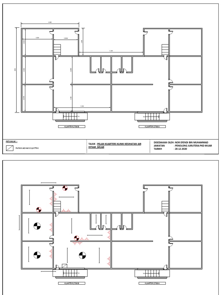 Drawing Elektrik Kuarters KK Air Hitam | PDF