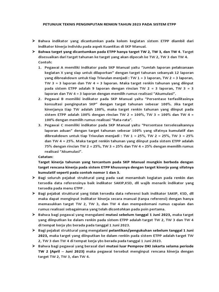 Panduan Penginputan Renkin Tahun 2023 Pada Sistem Etpp | PDF