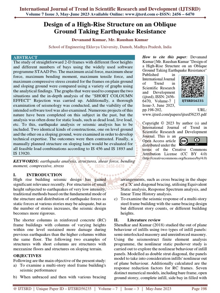 Design of A High Rise Structure On An Oblique Ground Taking Earthquake ...