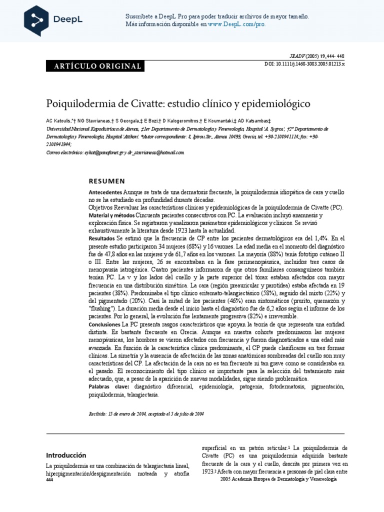 Poiquilodermia de Civatte: Estudio Clínico | PDF | Dermatología ...