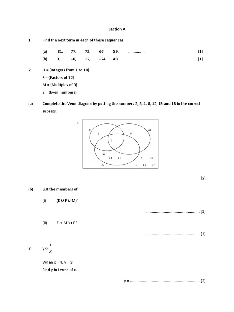 Mock Test - Math - Edited | Download Free PDF | Sequence | Algebra