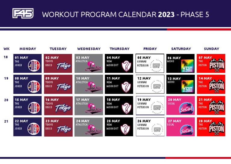F45 Training Calendar P5 | PDF