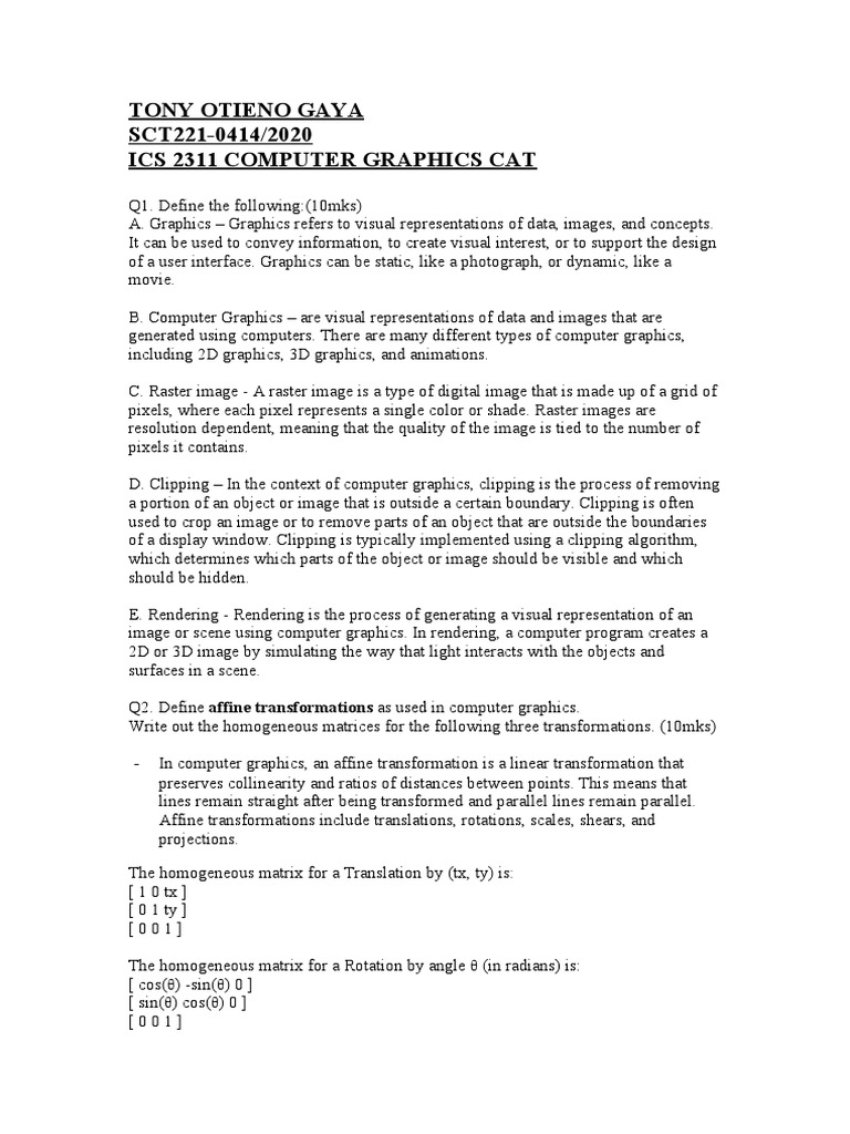 Computer Graphics CAT SCT221-0414-2020 | PDF | Computer Graphics ... Computer Graphics CAT SCT221-0414-2020 | PDF | Computer Graphics ...