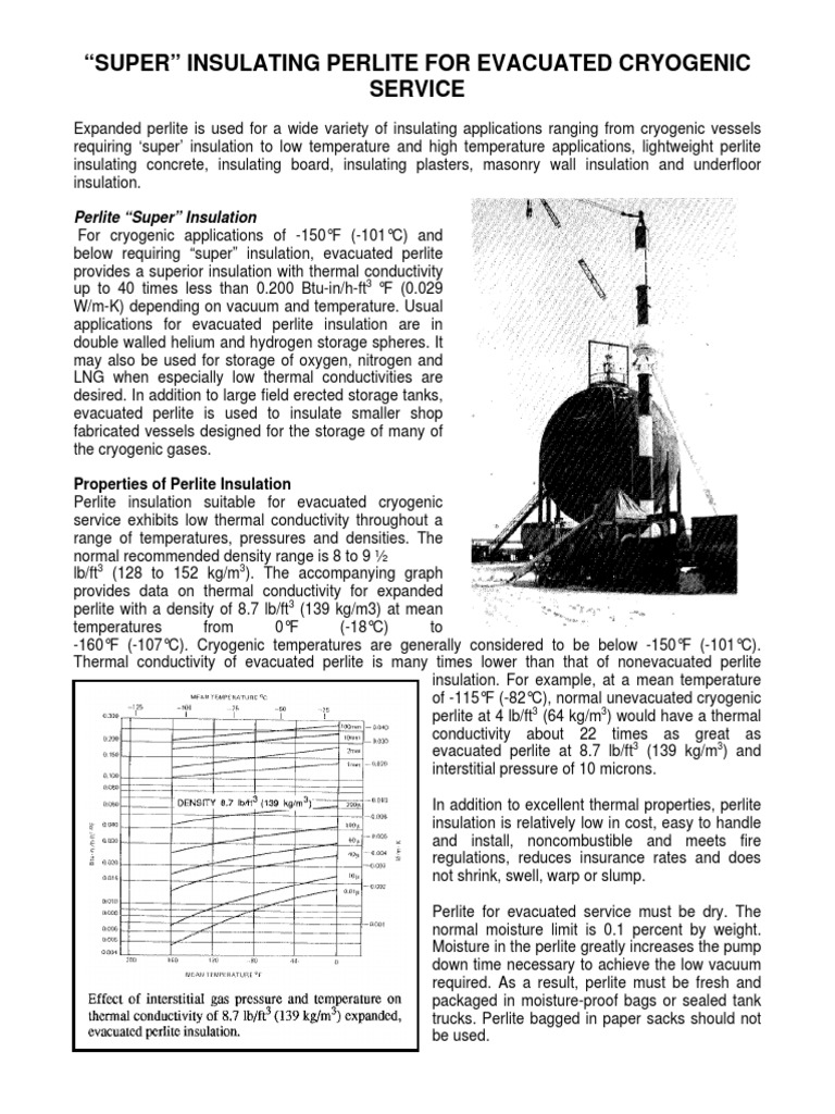 Super Insulating Perlite Evacuated Cryogenic Service | PDF | Cryogenics ...