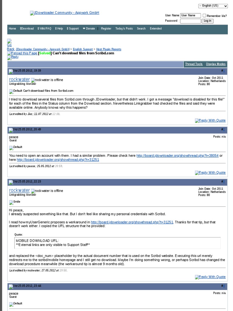 (Solved) Can't Download Files From Scribd - Com - JDownloader Community ...