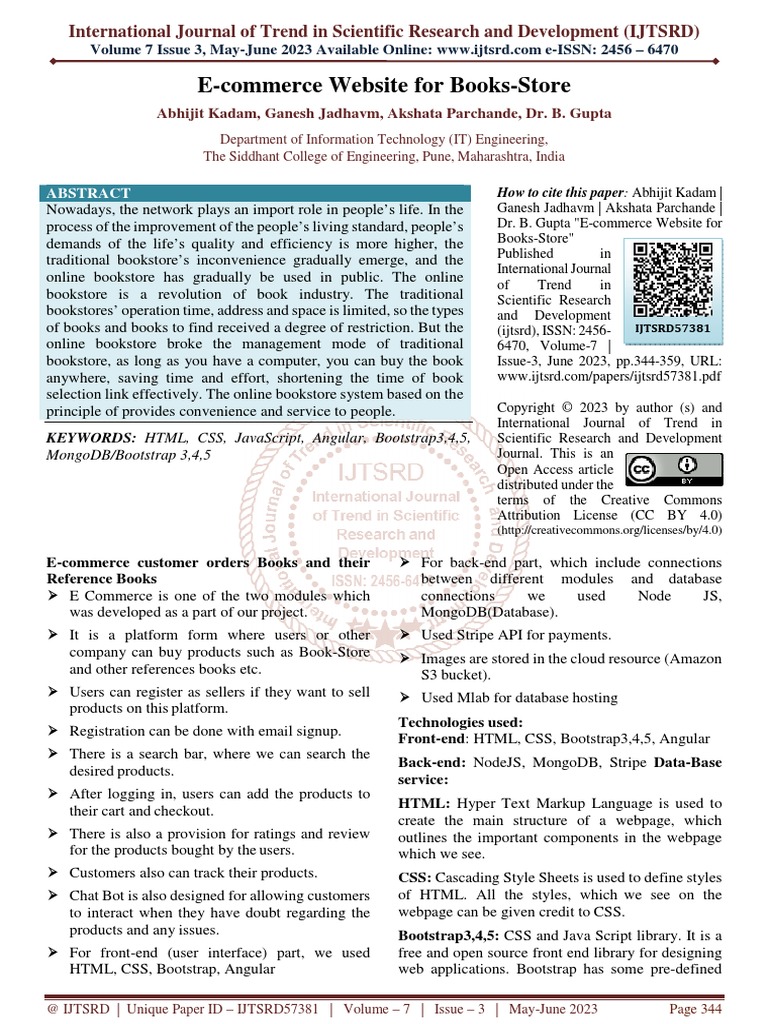 E Commerce Website For Books Store | PDF | Angular Js | Online Shopping