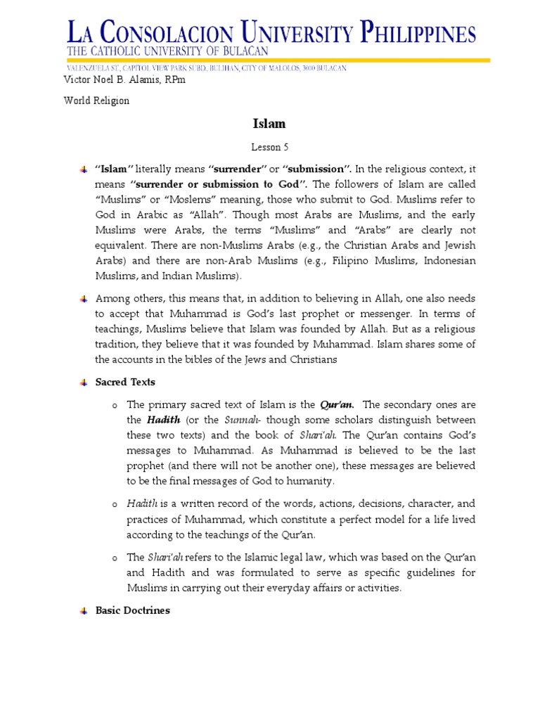 LESSON 5 - Islam | PDF | Prophets And Messengers In Islam | Muhammad