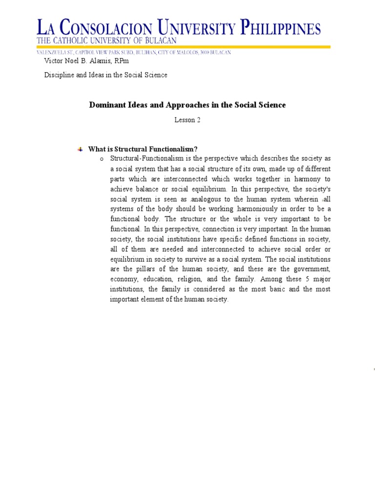 Handout 2 - Dominant Ideas and Approaches in The Social Science | PDF | Behavioural Sciences ...
