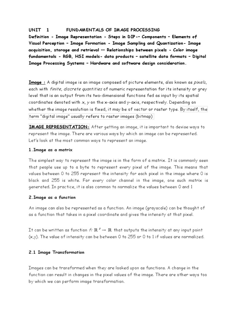 Fundamentals of Image Processing | PDF