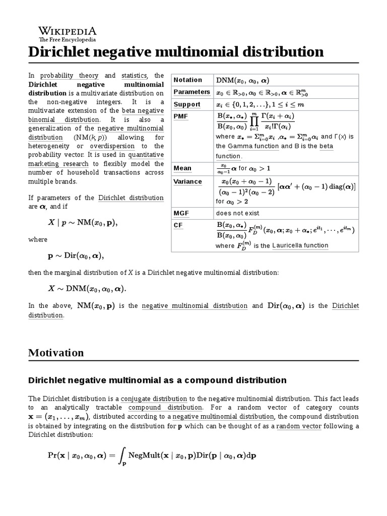 Dirichlet Negative Multinomial Distribution | PDF | Measure Theory ... Dirichlet Negative Multinomial Distribution | PDF | Measure Theory ...