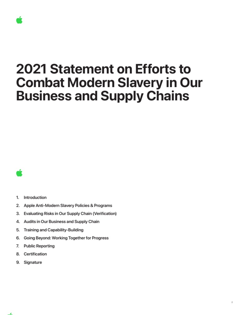Apple Combat Human Trafficking and Slavery in Supply Chain 2021 3 | PDF ...
