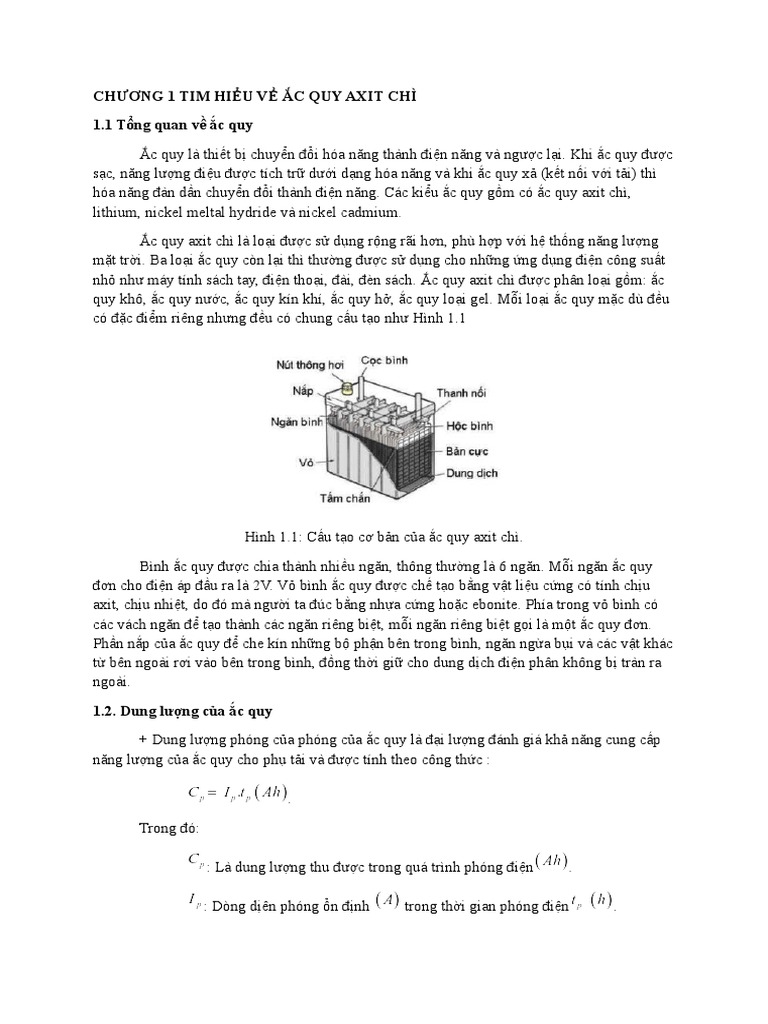 Chương 1 Tim Hiểu Về Ắc Quy Axit Chì (Autorecovered) | PDF