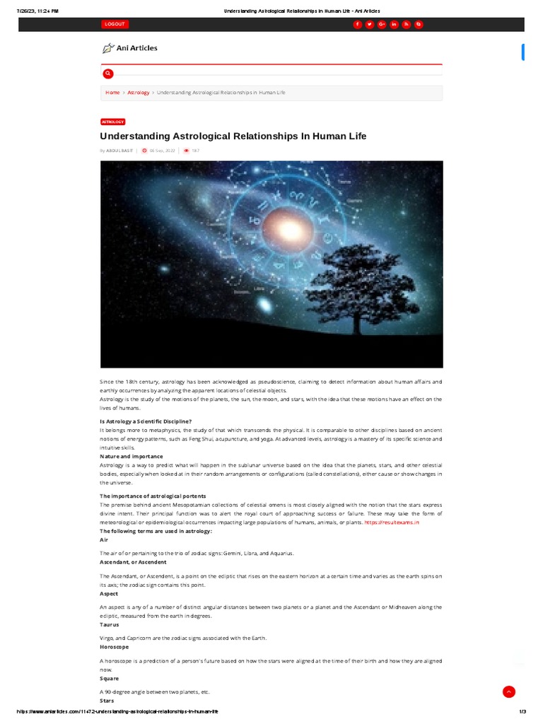 Understanding Astrological Relationships in Human Life - Ani Articles | PDF | Horoscope | Zodiac