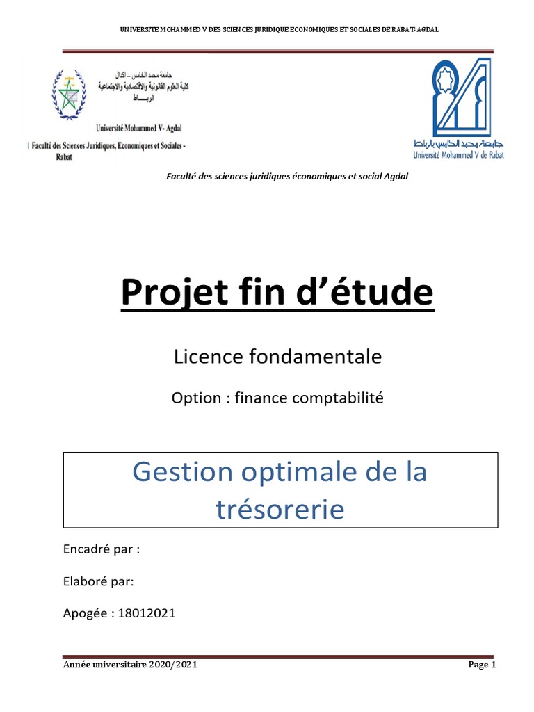 PFE FINAL 2020-2021 - Up-5 | PDF | Fonds de roulement | Banques