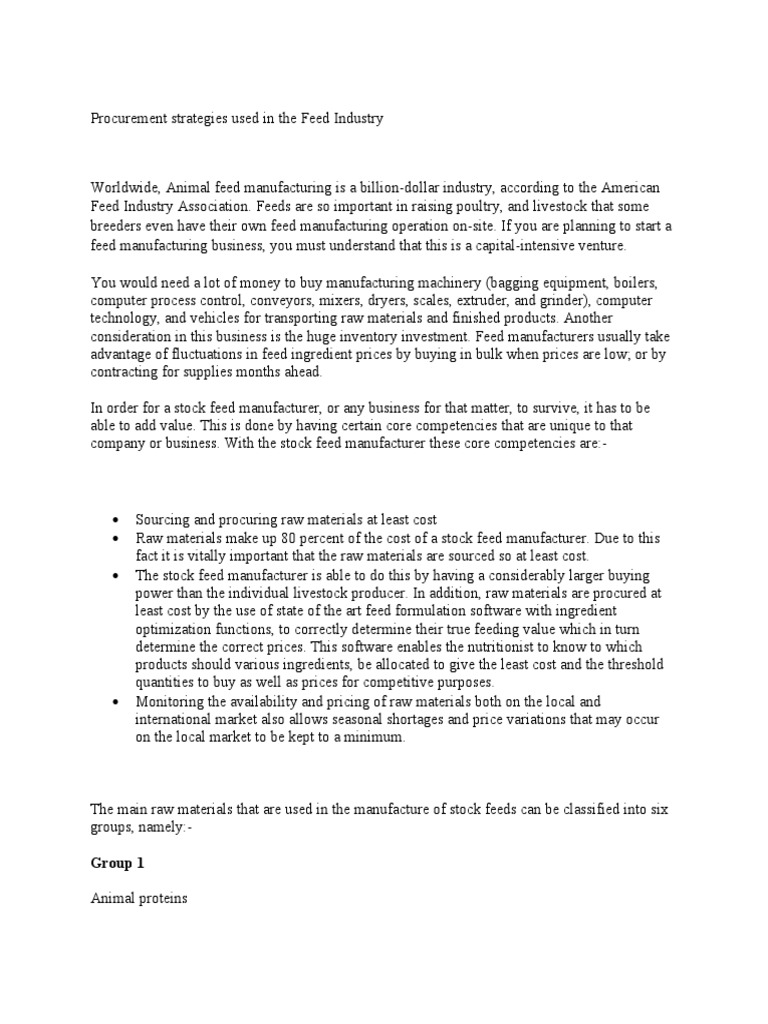 L-3. Purchasing of Feed Ingredients | PDF