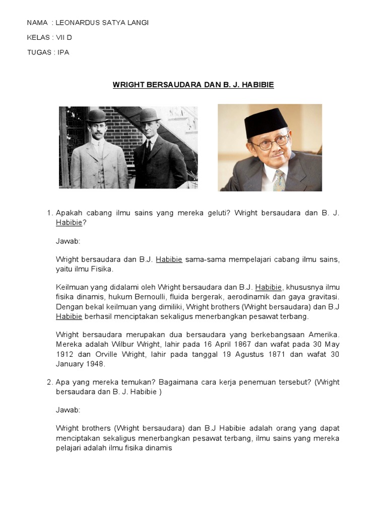 Wright Bersaudara Dan B. J. Habibie | PDF