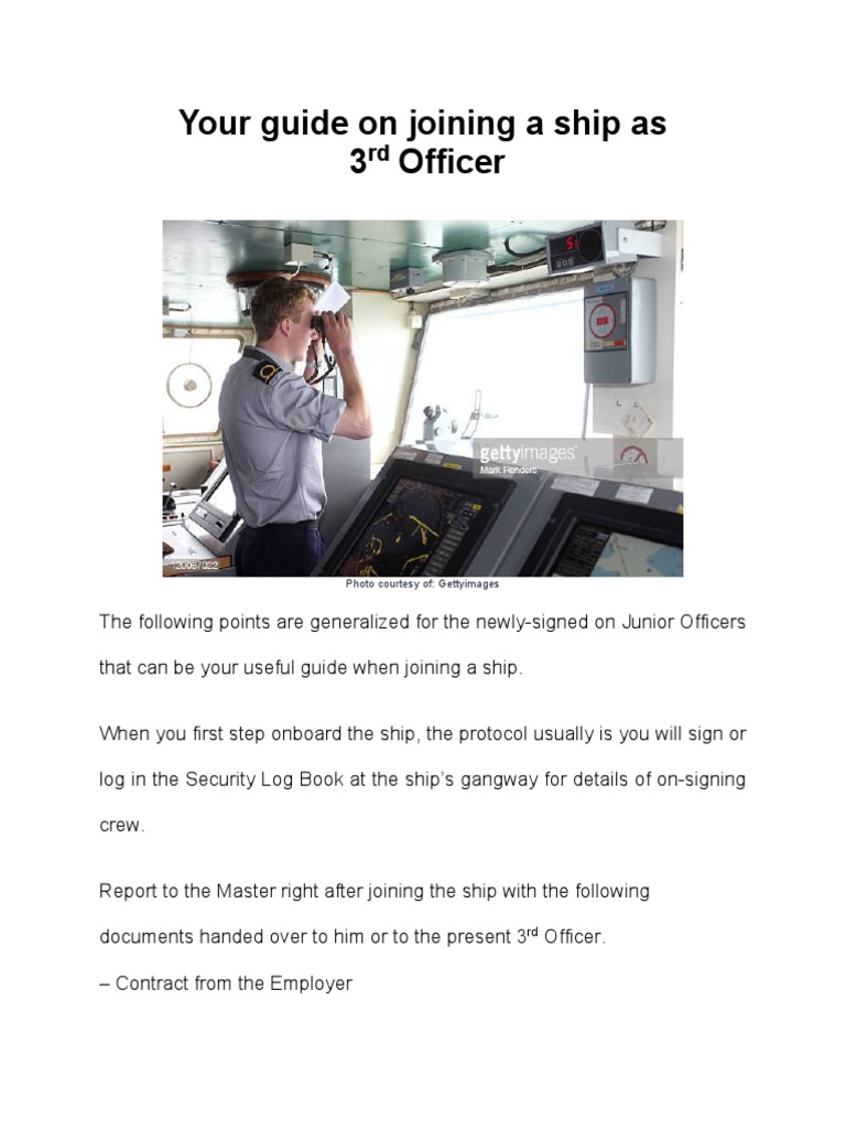 Joining a Ship as a Third Officer Guide | PDF | Ships | Transport